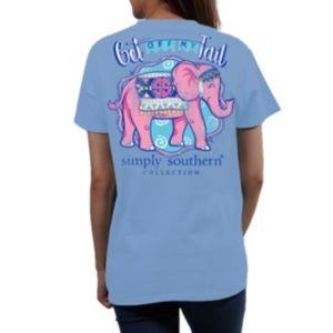Simply Southern | Tops | Nwt Simply Southern Light Blue Elephant Tee ...